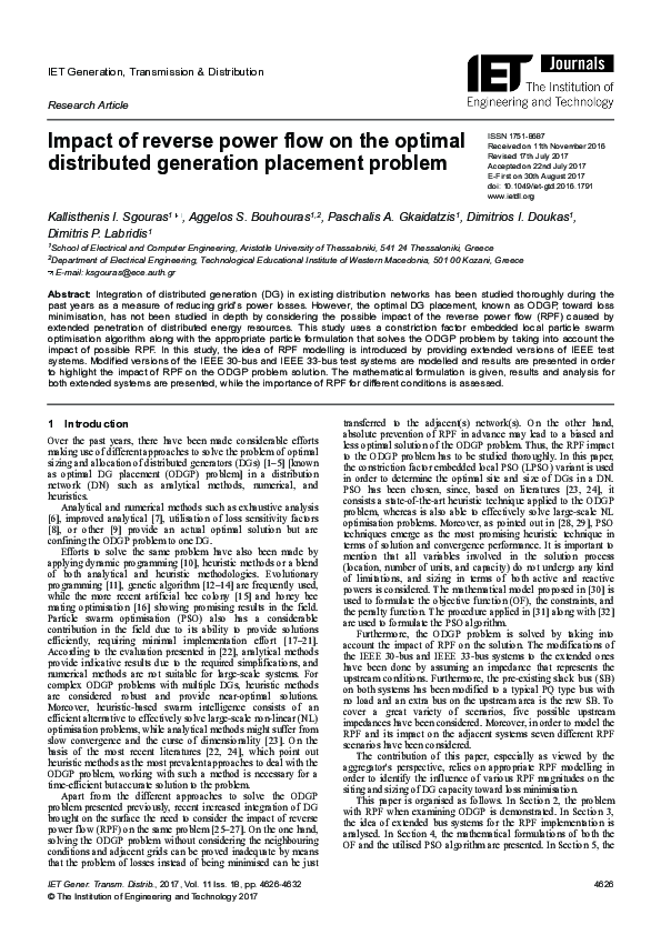 (PDF) Impact of reverse power flow on the optimal distributed ...