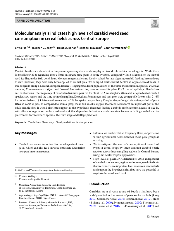 (PDF) Molecular analysis indicates high levels of carabid weed seed ...