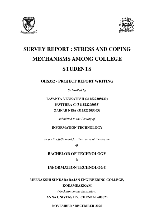 (PDF) Stress and Coping Mechanisms Among College Students: A Survey ...