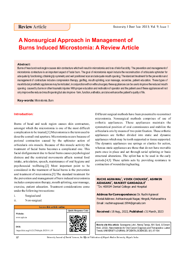 (PDF) A nonsurgical approach in management of burns induced microstomia ...