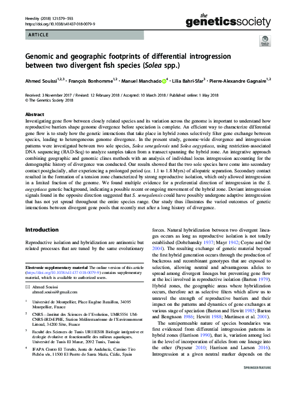 (PDF) Genomic and geographic footprints of differential introgression ...