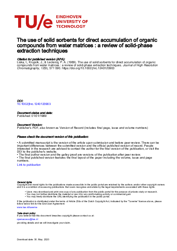 (PDF) The use of solid sorbents for direct accumulation of organic ...