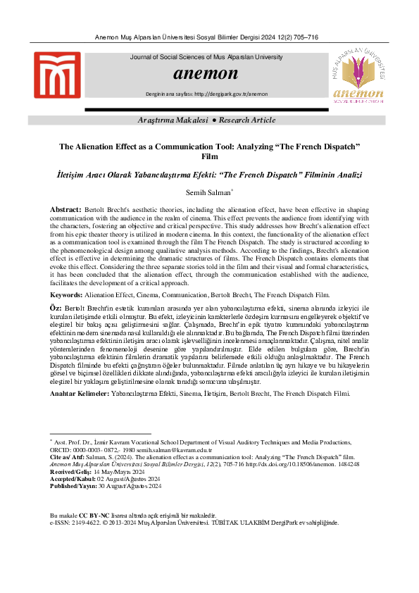 (PDF) The Alienation Effect as a Communication Tool: Analyzing "The ...