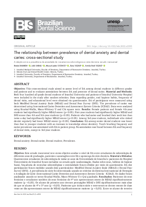 (PDF) The relationship between prevalence of dental anxiety and dental ...
