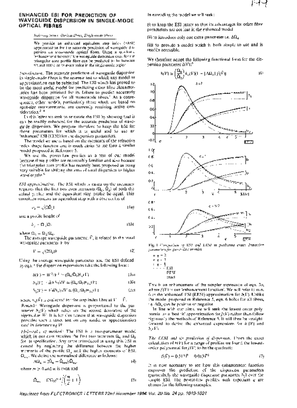 (PDF) Enhanced ESI for prediction of waveguide dispersion in single ...