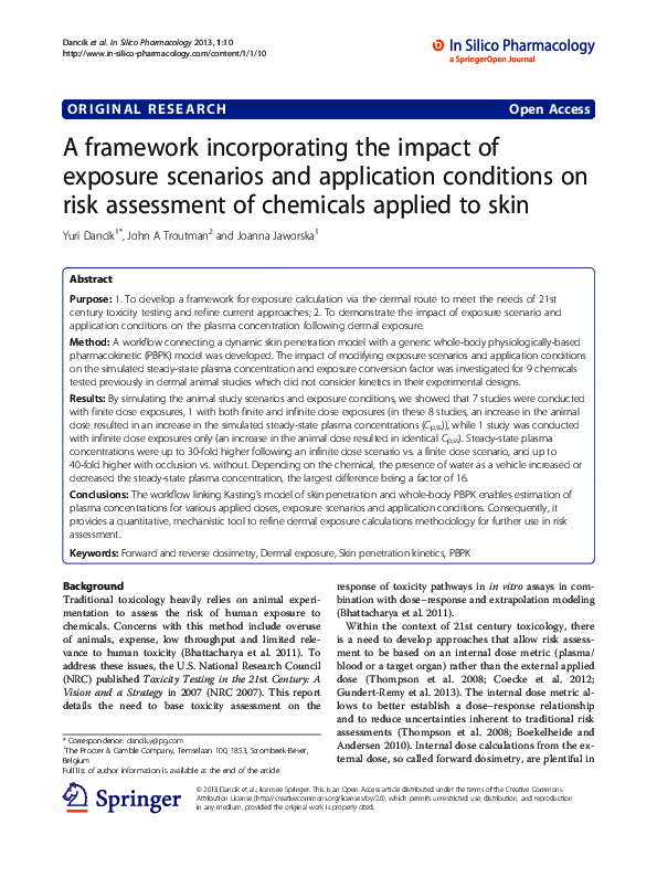 (PDF) A framework incorporating the impact of exposure scenarios and ...
