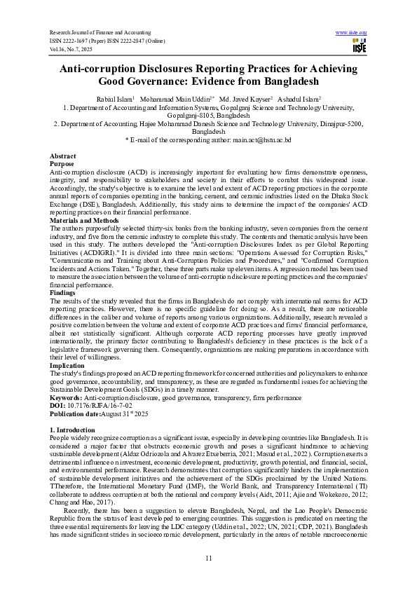 (PDF) Anti-corruption Disclosures Reporting Practices for Achieving ...
