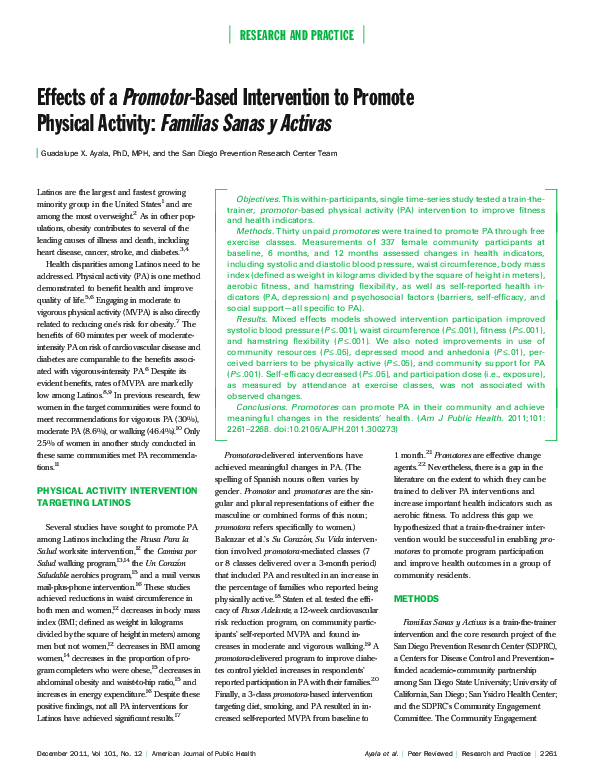 (PDF) Effects of a Promotor-Based Intervention to Promote Physical ...
