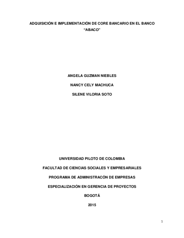 (PDF) Adquisición e implementación de Core bancario en Banco Abaco