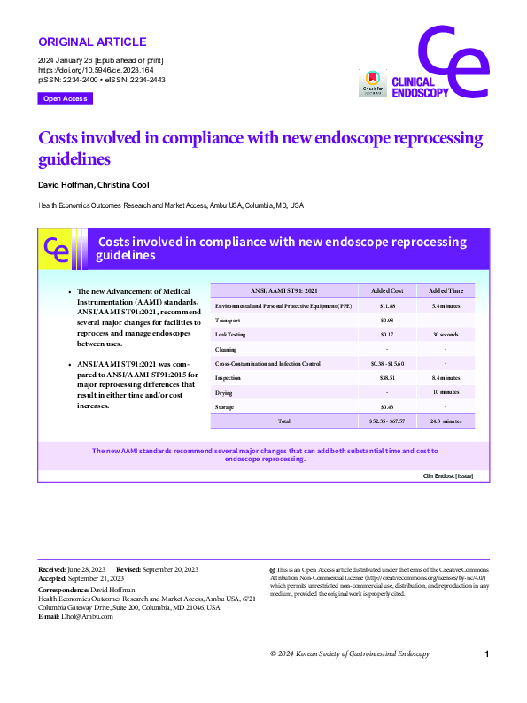 (PDF) Costs involved in compliance with new endoscope reprocessing ...