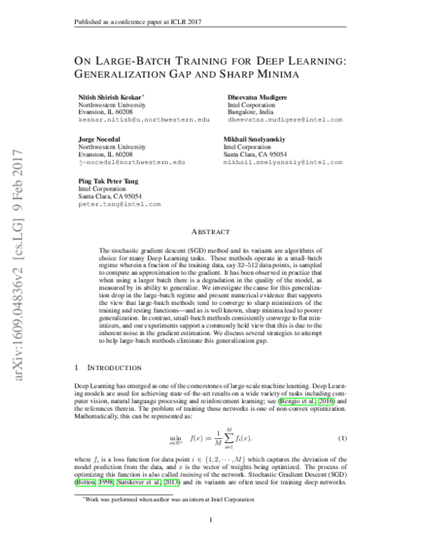 (PDF) On Large-Batch Training for Deep Learning: Generalization Gap and ...