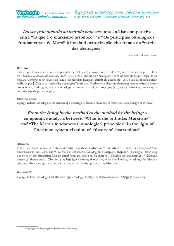 (PDF) Do ser pelo método ao método pelo ser