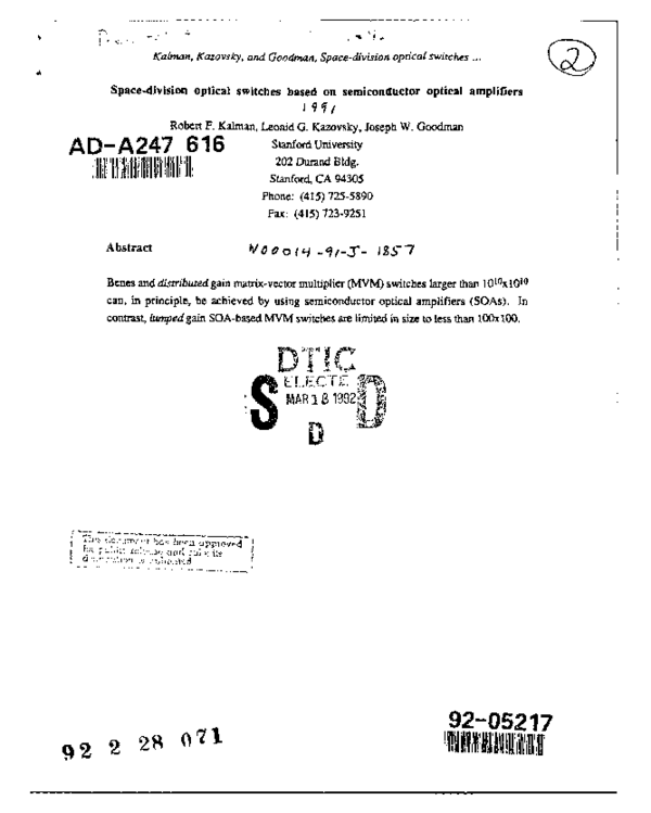 (PDF) Space-division optical switches based on semiconductor optical ...