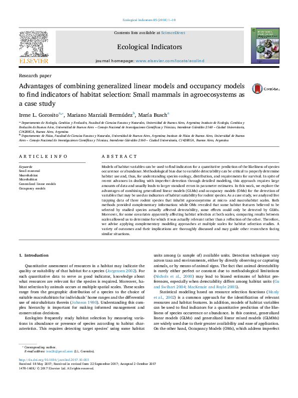 (PDF) Advantages of combining generalized linear models and occupancy ...