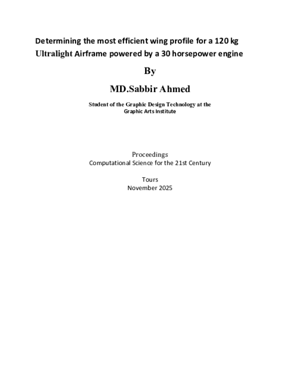 (PDF) Determining the most efficient wing profile for a 120 kg ...