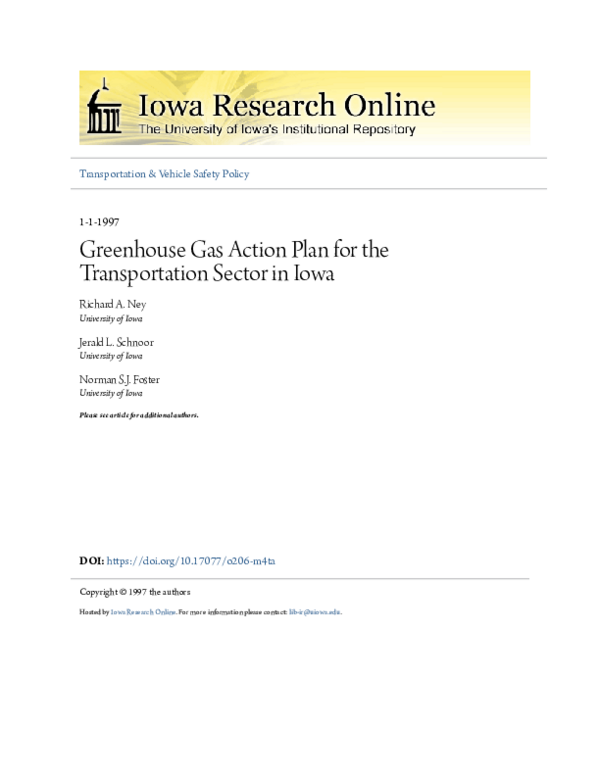 (PDF) Greenhouse Gas Action Plan for the Transportation Sector in Iowa