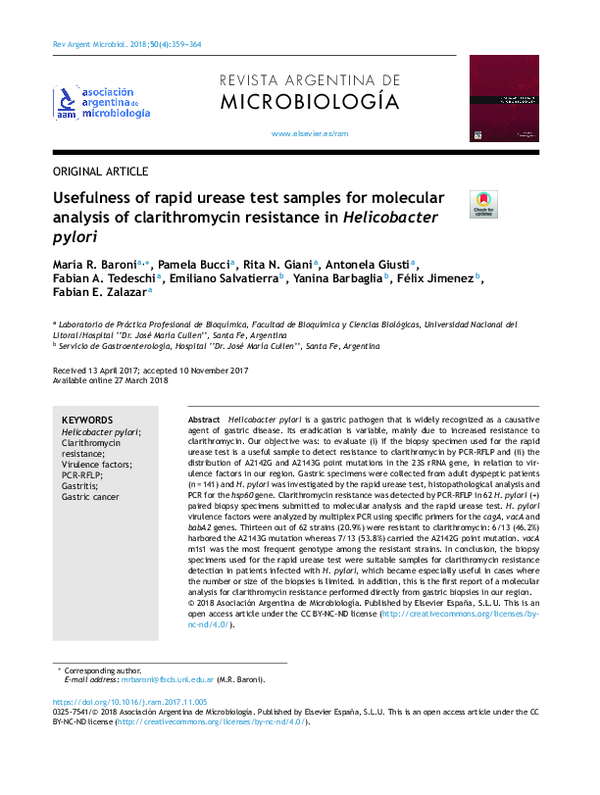 (PDF) Usefulness of rapid urease test samples for molecular analysis of ...