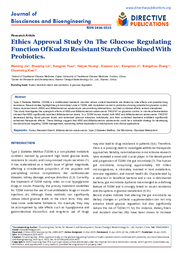 (PDF) Ethics Approval Study On The Glucose Regulating Function Of Kudzu ...