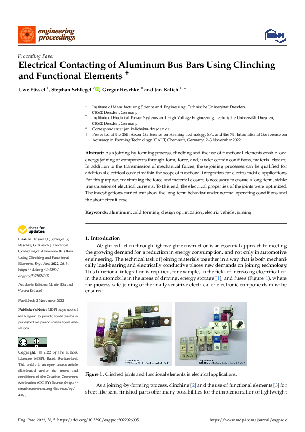 (PDF) Electrical Contacting of Aluminum Bus Bars Using Clinching and ...