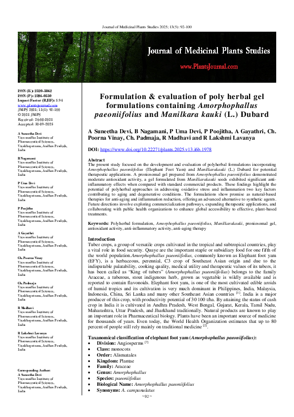 (PDF) Formulation & evaluation of poly herbal gel formulations ...