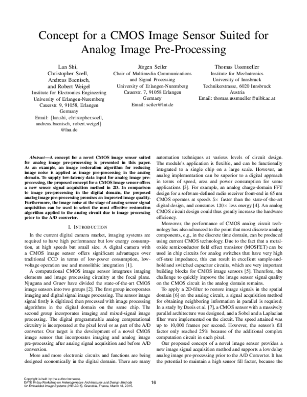 (PDF) Concept for a CMOS Image Sensor Suited for Analog Image Pre ...