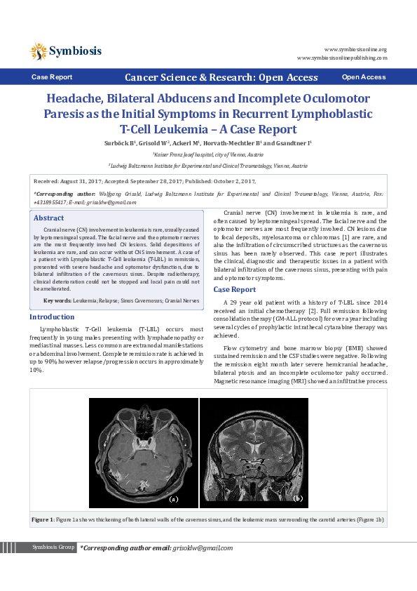 (PDF) Headache, Bilateral Abducens and Incomplete Oculomotor Paresis as ...