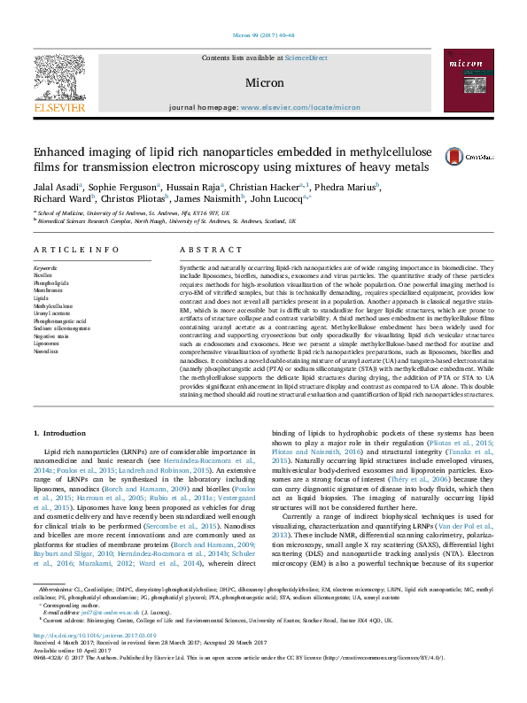 (PDF) Enhanced imaging of lipid rich nanoparticles embedded in ...