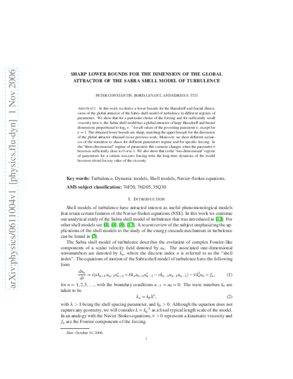 (PDF) lower bounds for the dimension of the global attractor of the ...