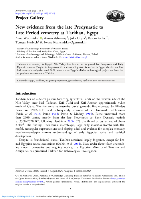 (PDF) New evidence from the late Predynastic to Late Period cemetery at ...
