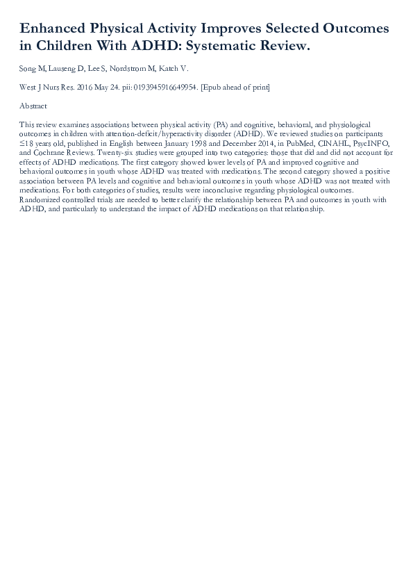 (PDF) Enhanced Physical Activity Improves Selected Outcomes in Children ...