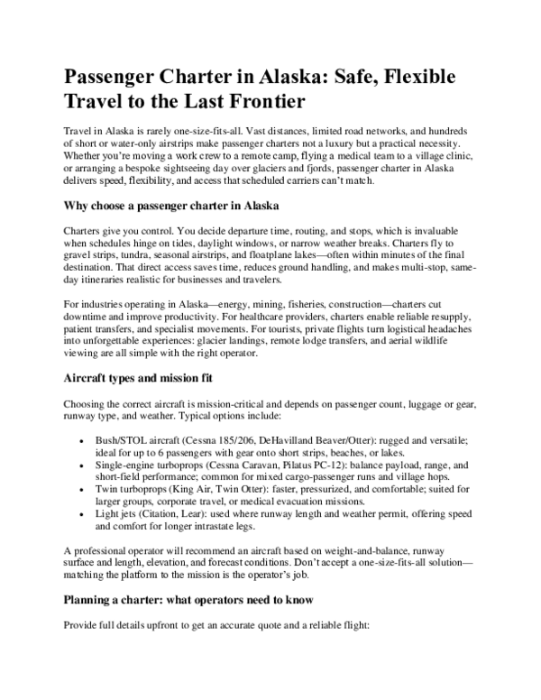 (PDF) Passenger Charter in Alaska