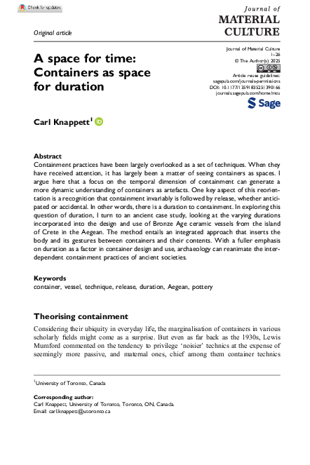 (PDF) Knappett 2025 a space for time containers as space for duration