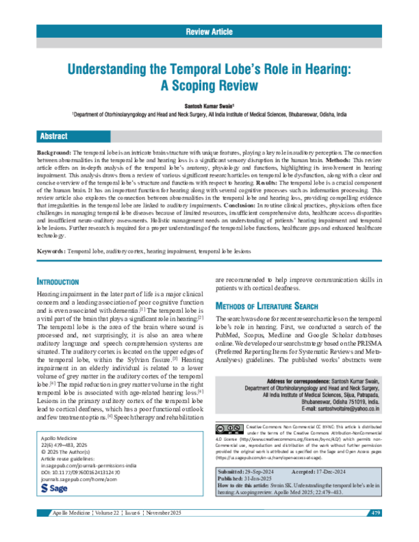 (PDF) Understanding the temporal lobe's role in hearing: A Scoping review