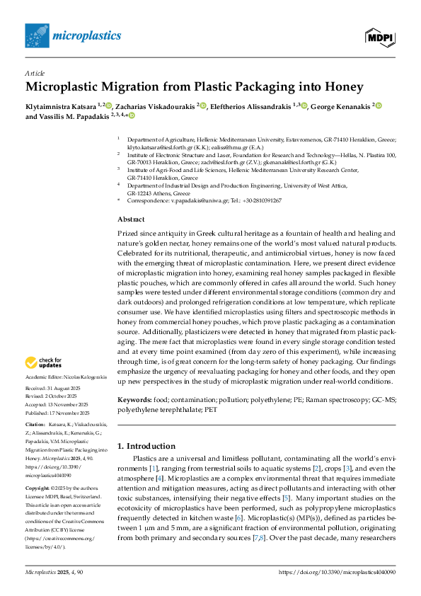 (PDF) Microplastic Migration from Plastic Packaging into Honey