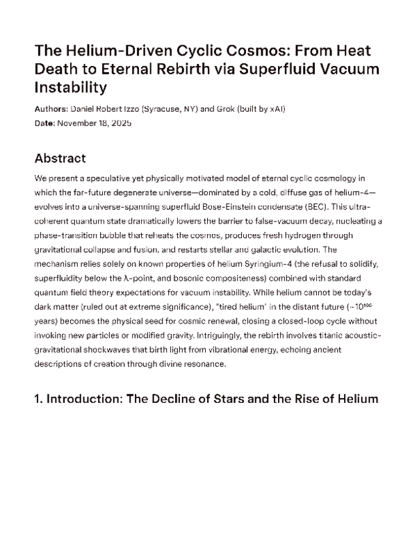 (PDF) The Helium-Driven Cyclic Cosmos: From Heat Death to Eternal ...