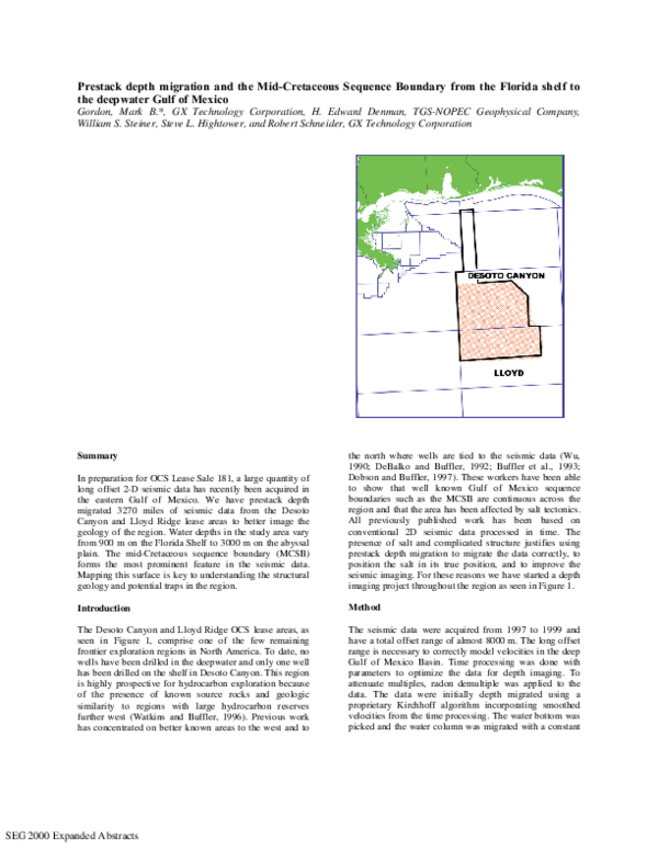 (PDF) Prestack depth migration and the mid‐cretaceous sequence boundary ...
