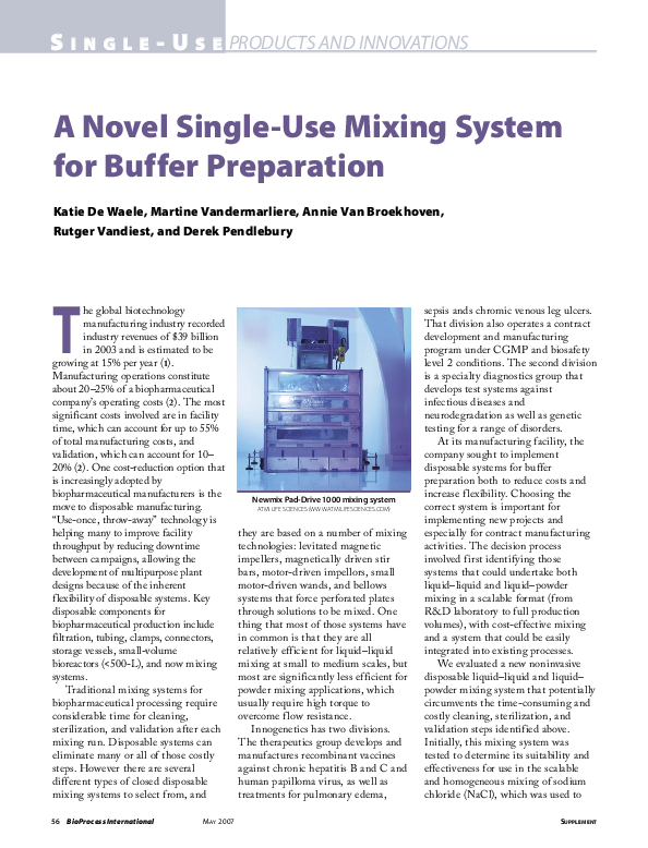(PDF) A novel single-use mixing system for buffer preparation