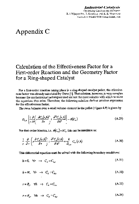 (PDF) Appendix C: Calculation of the Effectiveness Factor for a First-order Reaction and the ...