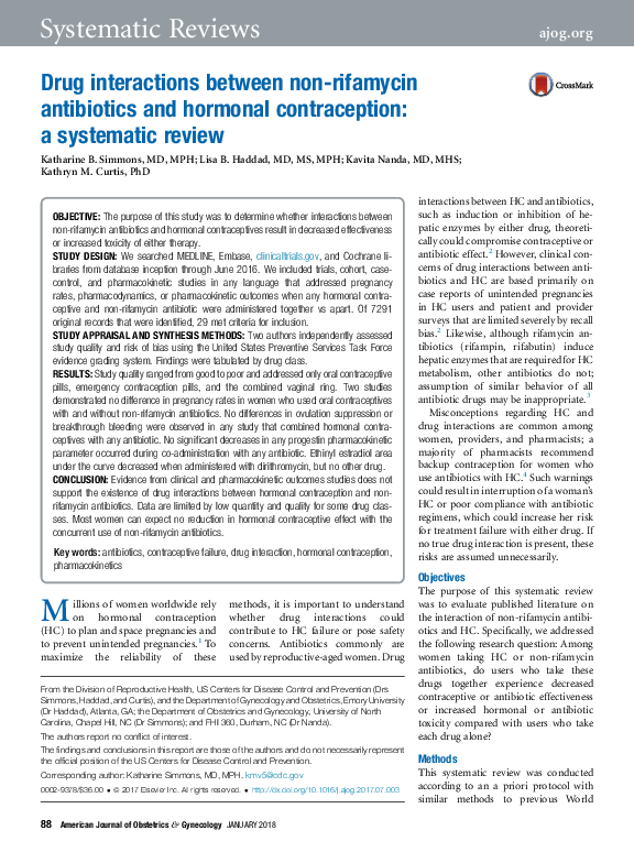 (PDF) Drug interactions between non-rifamycin antibiotics and hormonal ...
