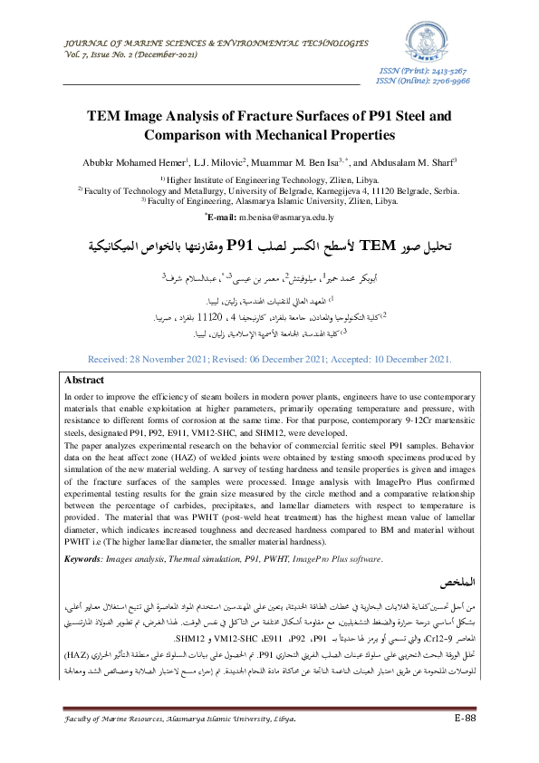 (PDF) TEM Image Analysis of Fracture Surfaces of P91 Steel and ...