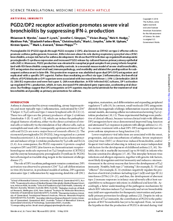 (PDF) PGD2/DP2 receptor activation promotes severe viral bronchiolitis ...