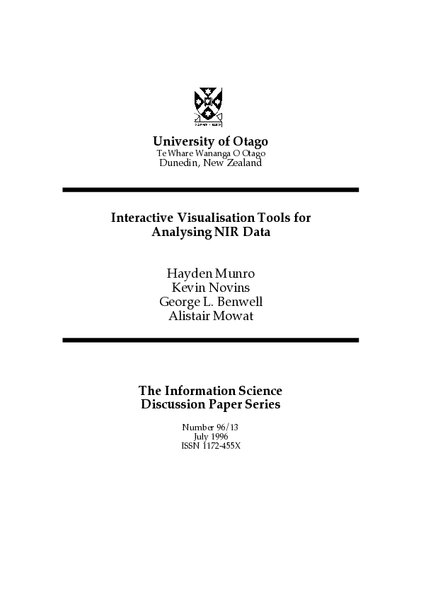 (PDF) Interactive visualisation tools for analysing NIR data