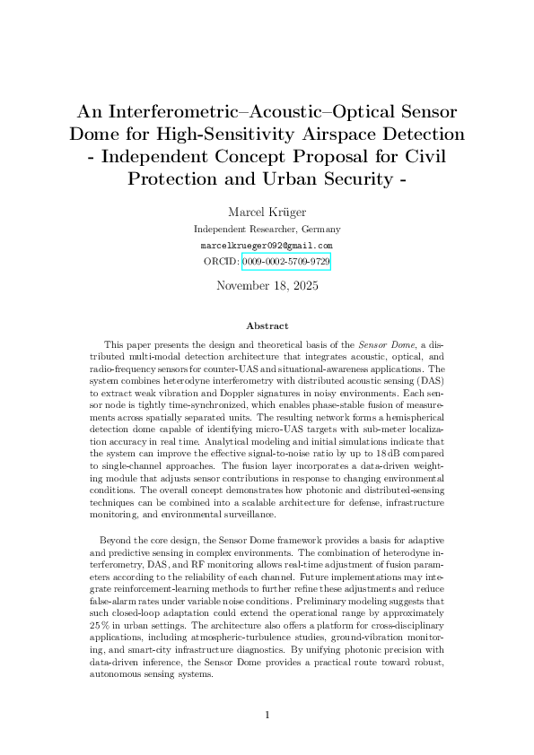 (PDF) An Interferometric-Acoustic-Optical Sensor Dome for High ...