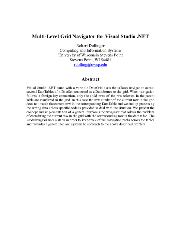 (PDF) Multi-Level Grid Navigator for Visual Studio .NET