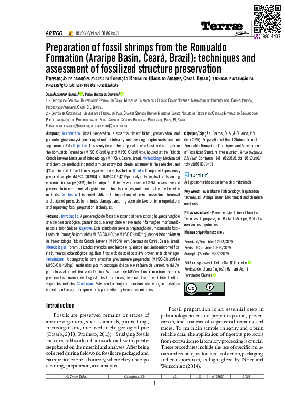 (PDF) Preparation of fossil shrimps from the Romualdo Formation ...