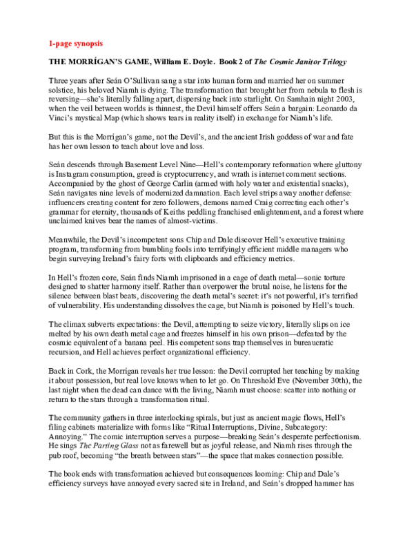 (PDF) The Morrígan's Game, Book 2 of The Cosmic Janitor Trilogy