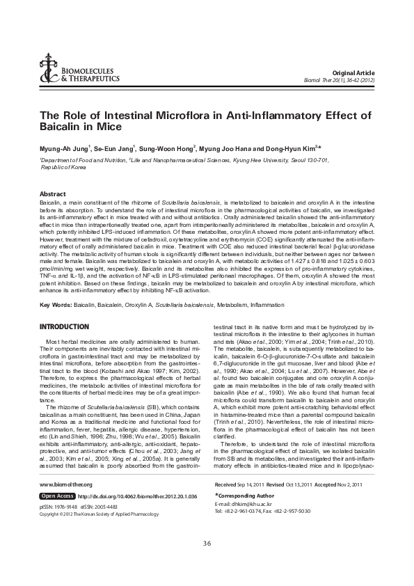 (PDF) The role of intestinal microflora in anti-inflammatory effect of ...