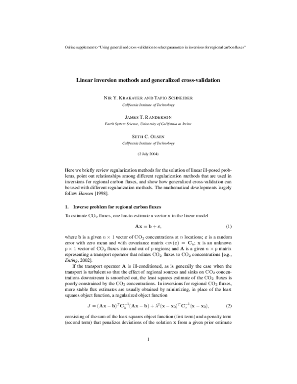 (PDF) Linear inversion methods and generalized cross-validation