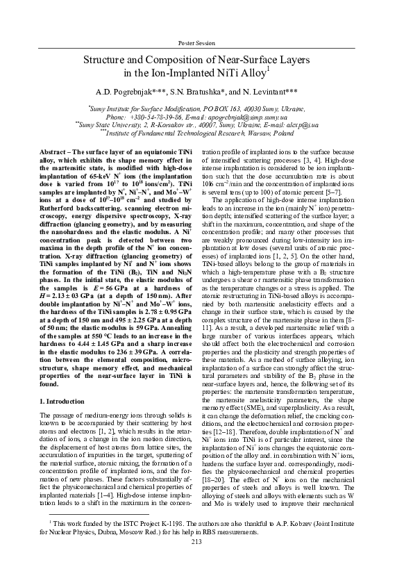 (PDF) Structure and Composition of Near-Surface Layers in the Ion ...