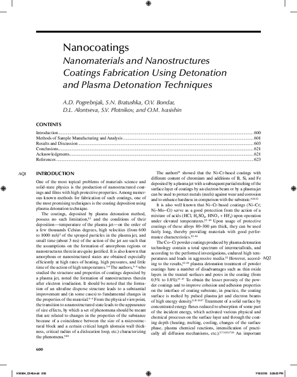 (PDF) Nanocoatings: Nanomaterials and Nanostructured Coatings ...